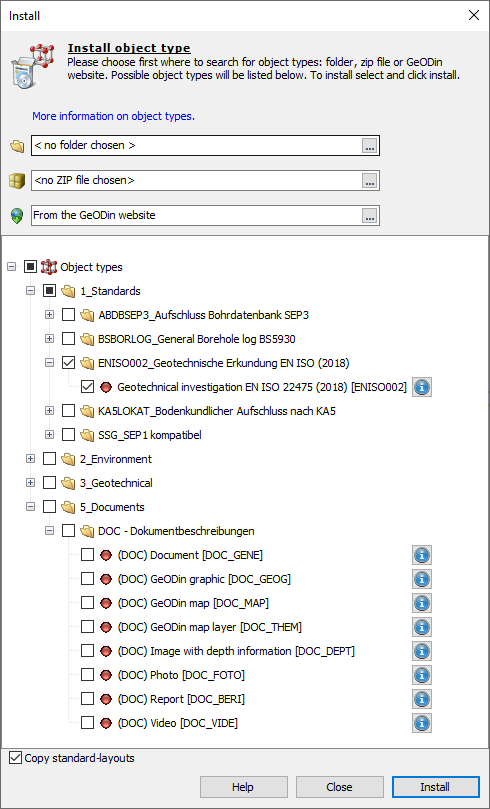 General information about object types – GeoDin Support