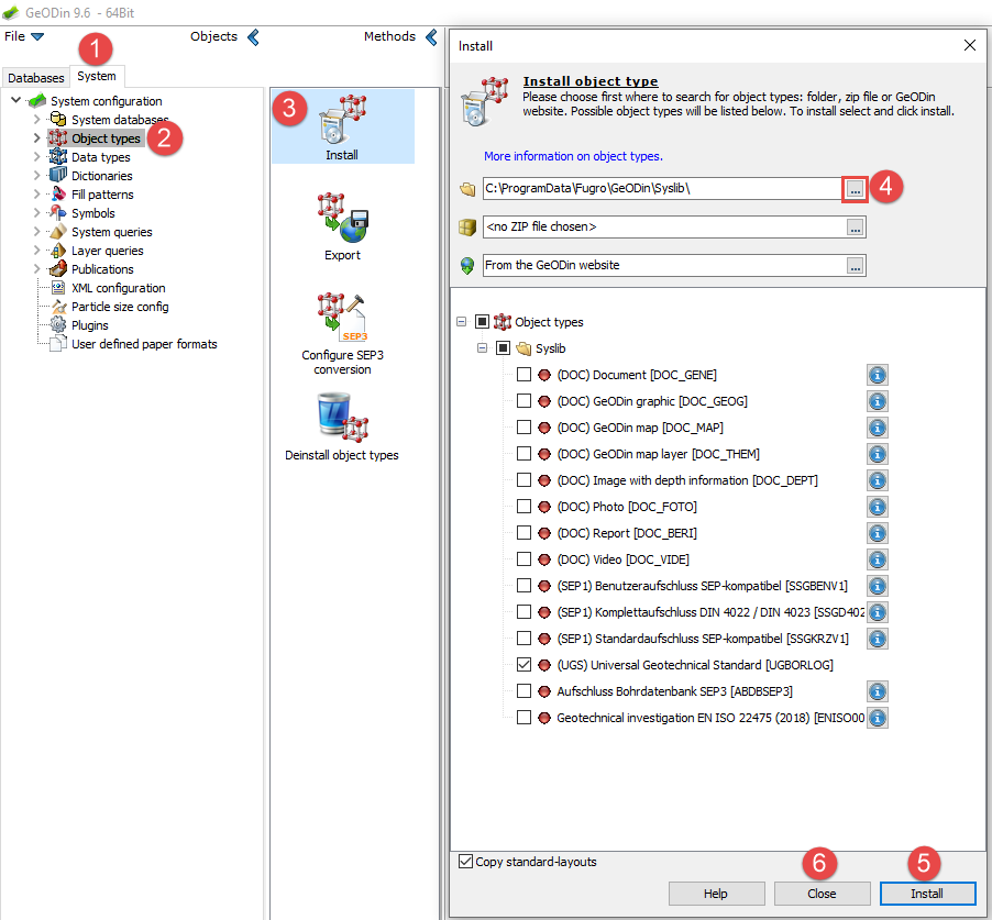 Installing object types – GeoDin Support