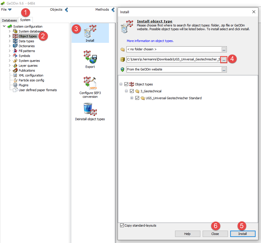 Installing object types – GeoDin Support
